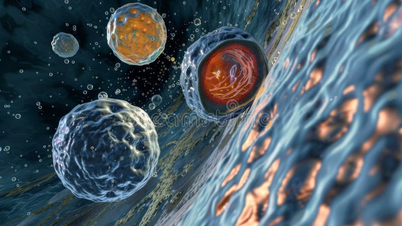 A 3D Rendering of a Cell Undergoing Apoptosis, with Programmed Cell ...