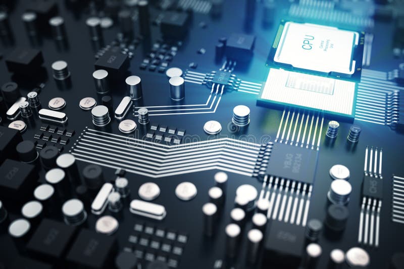 3D Rendering Central Computer Processors CPU Concept. Electronic ...