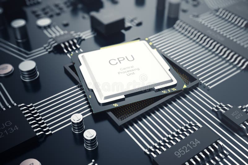 CPU Chip, Central Processor Unit, Top View on White Background. 3d ...