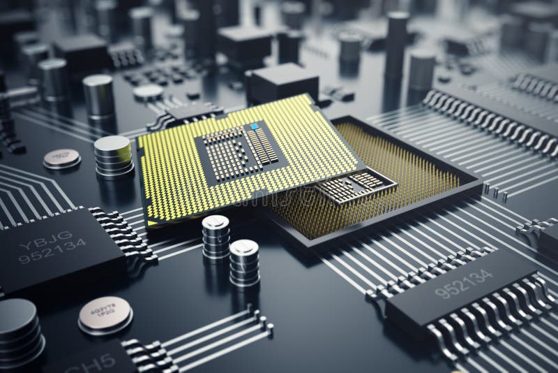3D Rendering. CPU Central Computer Processors Cyber Technology Concept ...