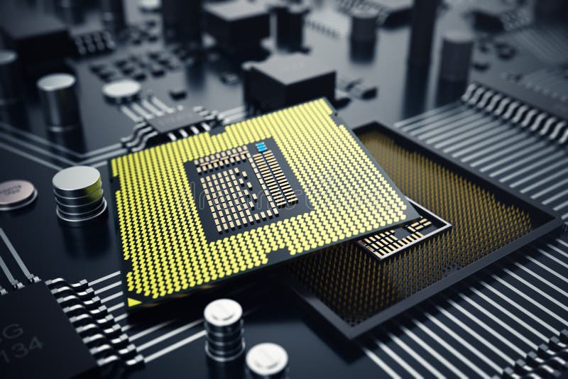 3d Rendering Central Computer Processors Cpu Concept Electronic Engineer Of Computer Technology