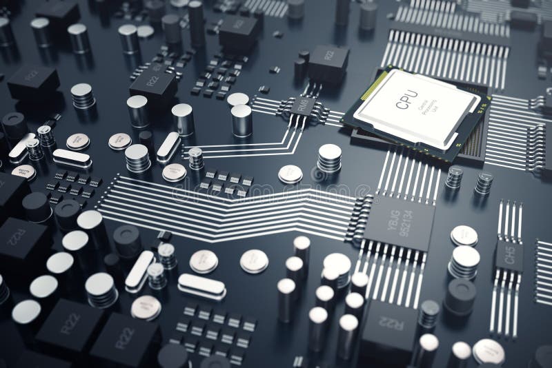 3D Rendering Central Computer Processors CPU Concept. Electronic ...