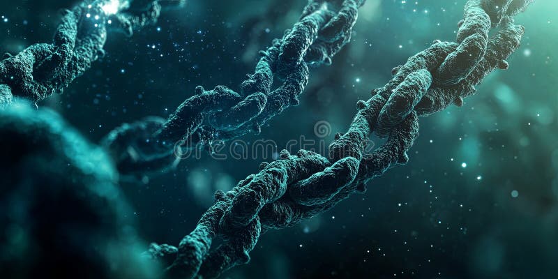 A 3D Rendering of a Chain Made of Microscopic Cells. the Chain is ...