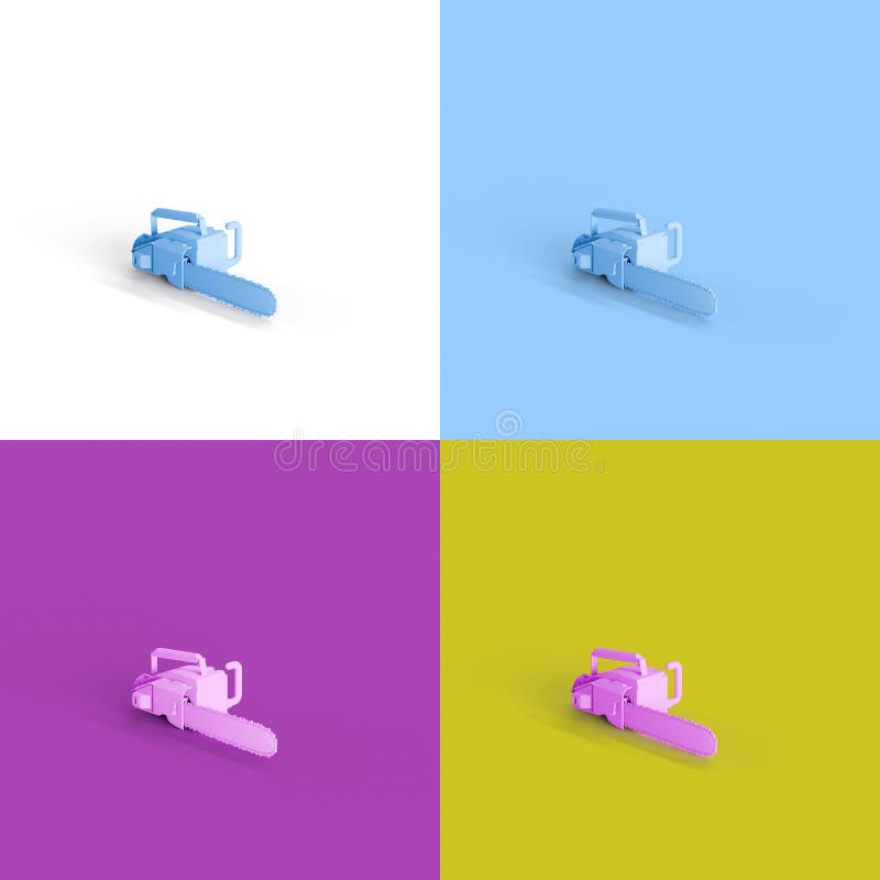 3D Rendering of Chainsaw Isolated in Different Colors Stock ...