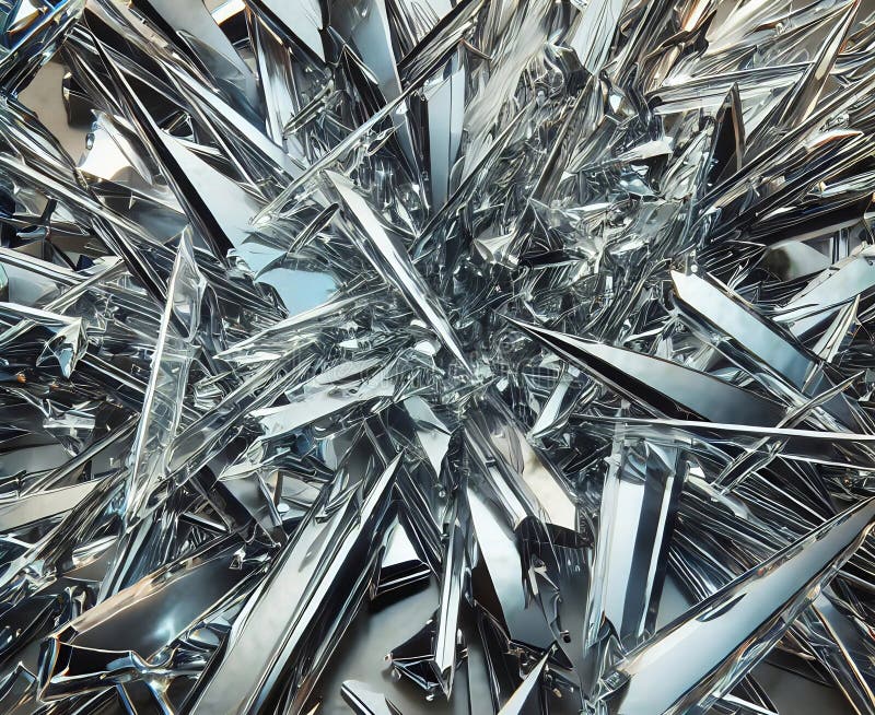 3D Rendering of Chaotic Metal Shards, with Sharp Edges and Reflective ...