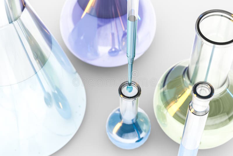 3d Rendering, Chemical Vessels in the Laboratory Stock Image - Image of ...