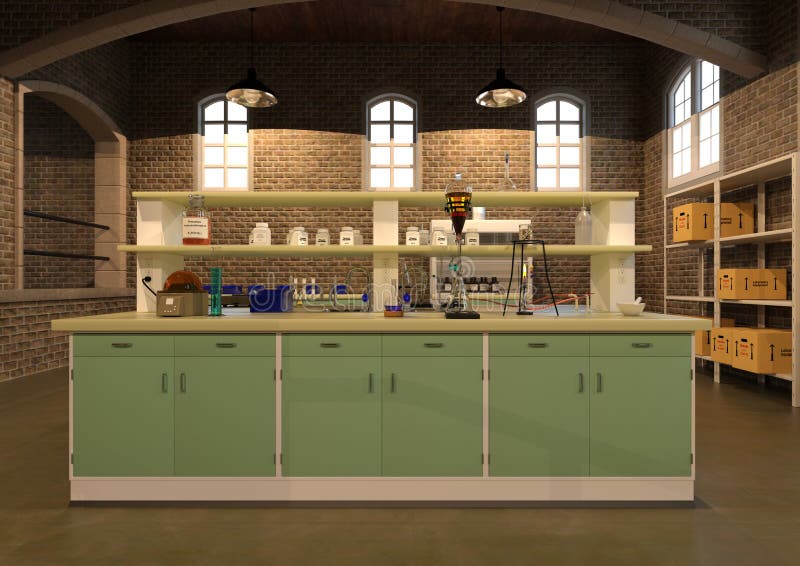 3D Rendering Chemistry Laboratory Stock Illustration - Illustration of ...