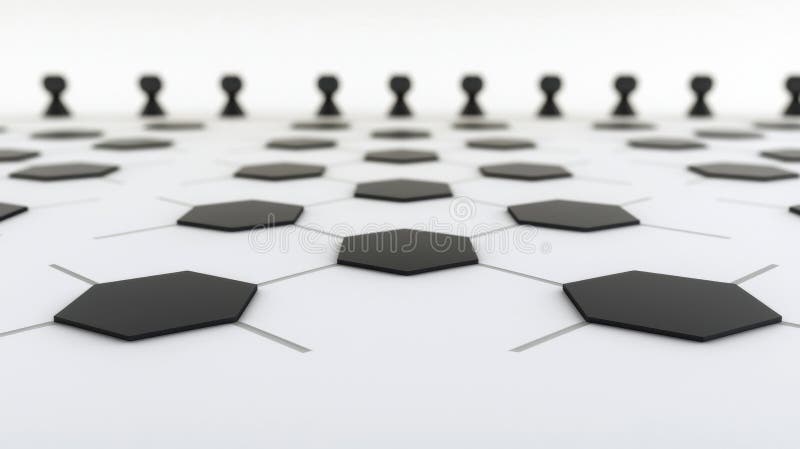 A 3D Rendering of a Chessboard with Black Hexagonal and Octagonal ...