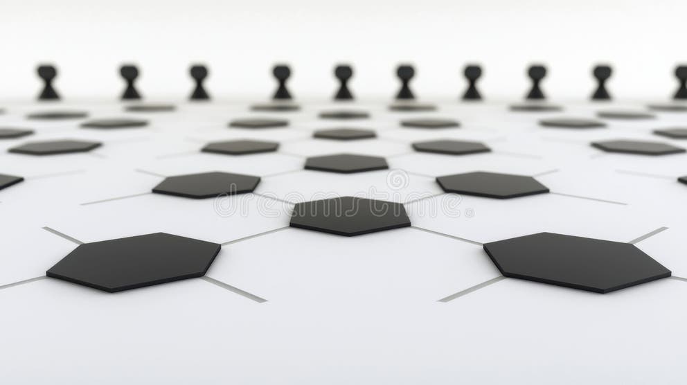 A 3D Rendering of a Chessboard with Black Hexagonal and Octagonal ...