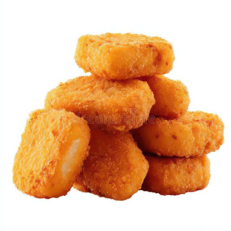 3D Rendering of Chicken Nuggets, Breaded Texture, Isolated on White ...
