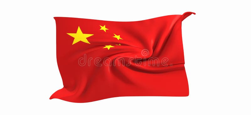 3D Rendering of the China Red Flag on a White Background Stock ...