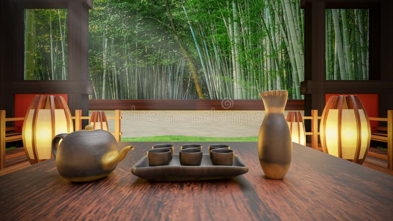 3D Rendering of a Chinese Contemporary Architecture with Wooden ...