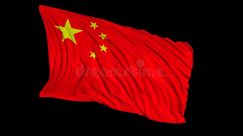 3d Rendering of a Chinese Flag. the Flag Develops Smoothly in the Wind ...