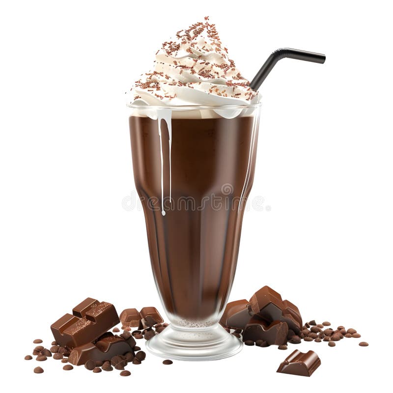 3D Rendering of a Chocolate Shake in a Glass on Transparent Background ...