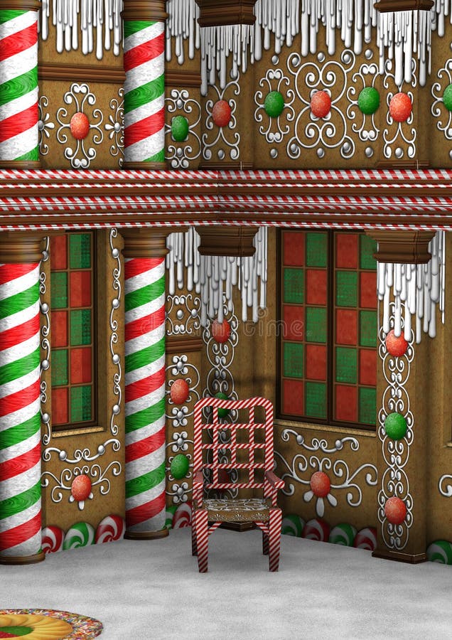 3D Rendering Christmas Gingerbread House Stock Illustration ...