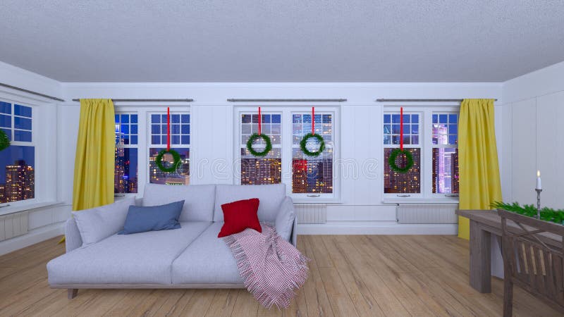 3D Rendering of Christmas House Stock Illustration - Illustration of ...