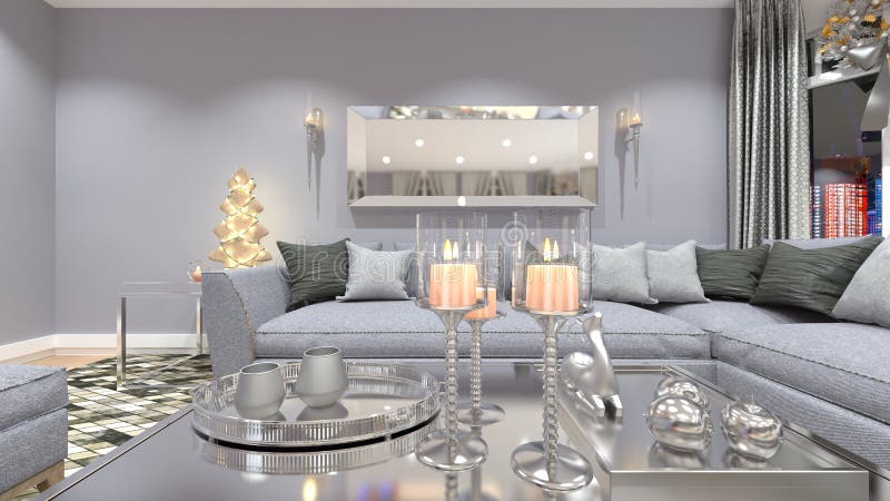 3D Rendering of Christmas House Stock Illustration - Illustration of ...