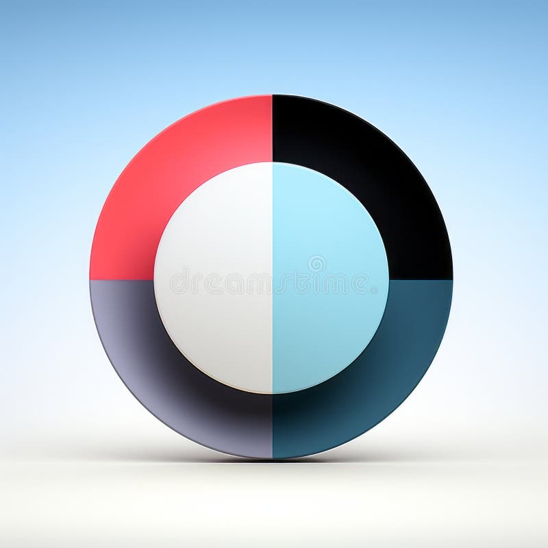 3d Rendering of a Circle with a Red Blue and Black Color Scheme Stock ...
