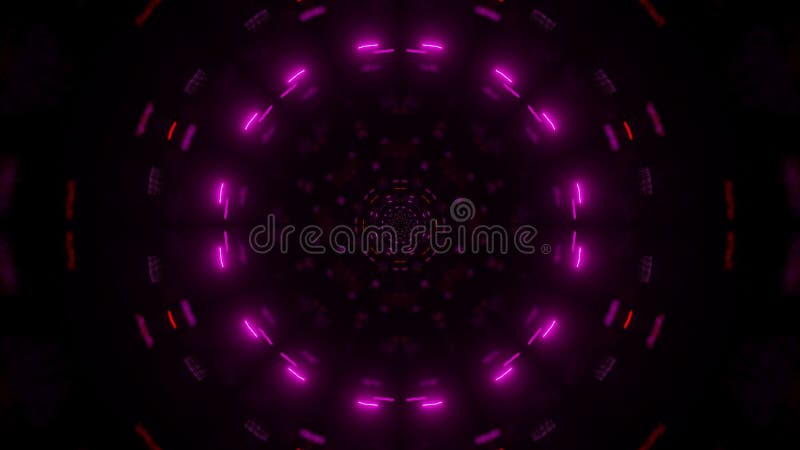 3D Rendering of Circles of Pink Laser Lights on a Black Background ...