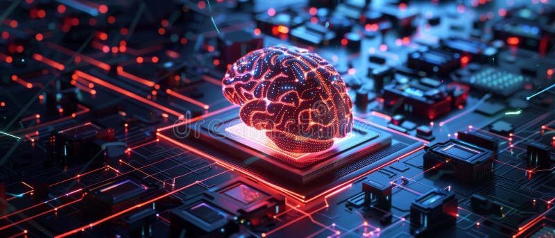 3d Rendering Of Circuit Board Cpu Processor Microchip Starting Artificial Intelligence