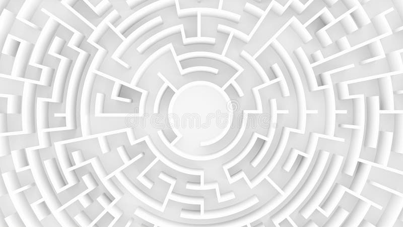 3d Rendering Circular Maze in Top View on White Background Stock ...