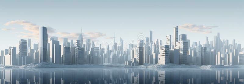 3D Rendering of a City Backdrop Featuring Sleek White Skyscrapers Stock ...