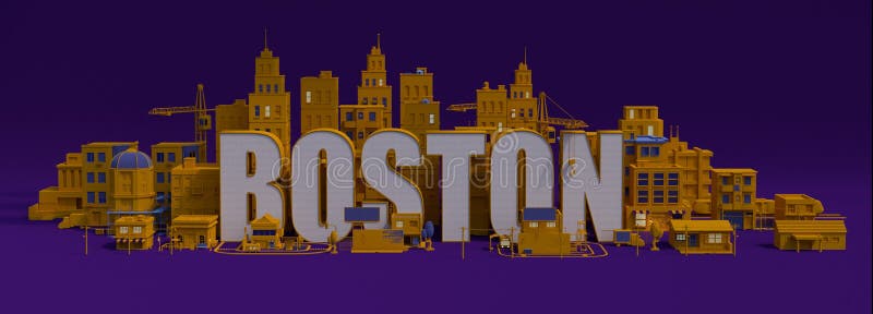 Boston Lettering. Handwritten Name of the USA City Stock Vector ...