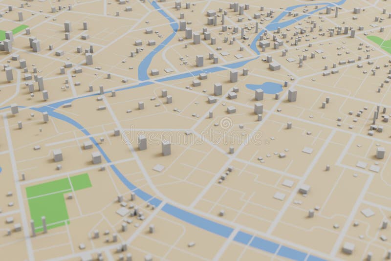 3D Rendering City Map Illustration of a City Map Created Using 3D ...