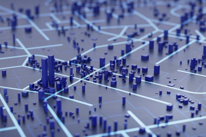 3D Rendering City Map Illustration of a City Map Created Using 3D ...