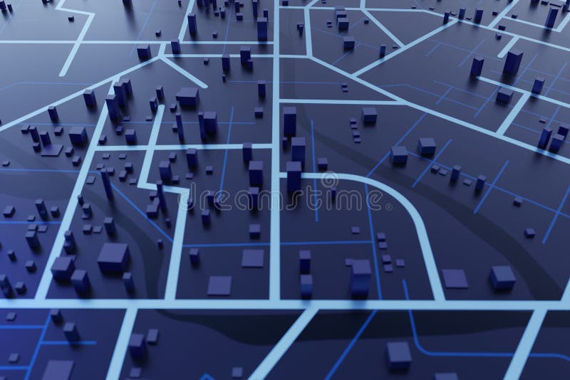 3D Rendering City Map Illustration of a City Map Created Using 3D ...