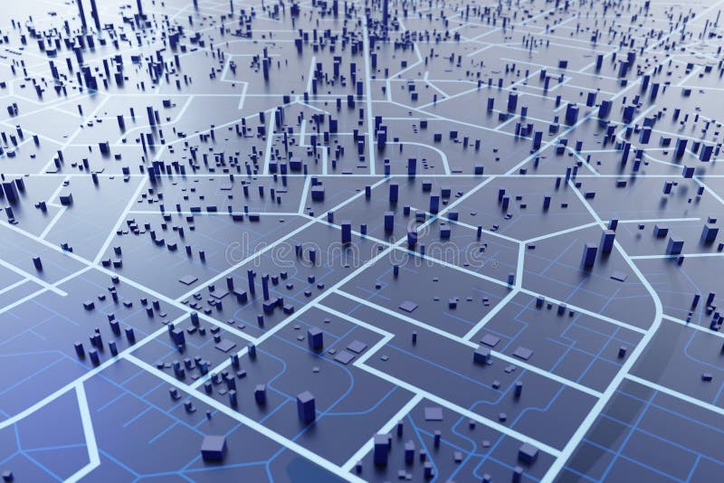 3D Rendering City Map Illustration of a City Map Created Using 3D ...