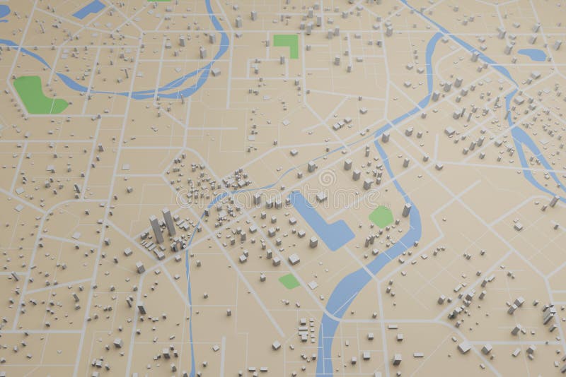 3D Rendering City Map Illustration of a City Map Created Using 3D ...