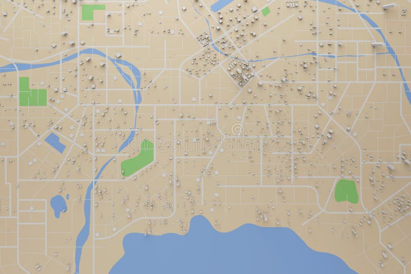 3D Rendering City Map Illustration of a City Map Created Using 3D ...