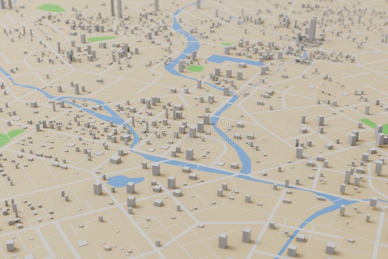 3D Rendering City Map Illustration of a City Map Created Using 3D ...