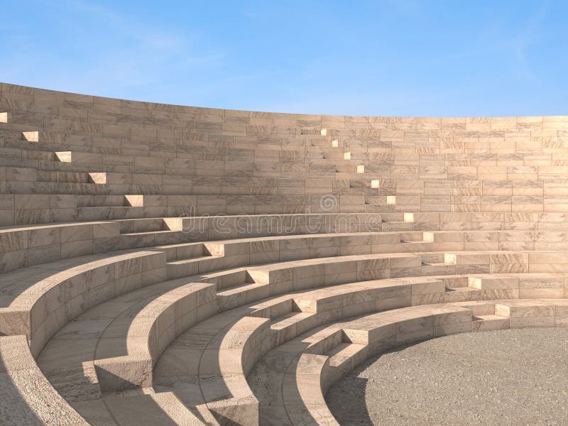 3d Rendering of a Classic Amphitheatre with Stone Steps Stock ...