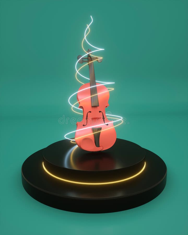 3d Render of Classic Violin on Black Podium. Solo Performance Stock ...
