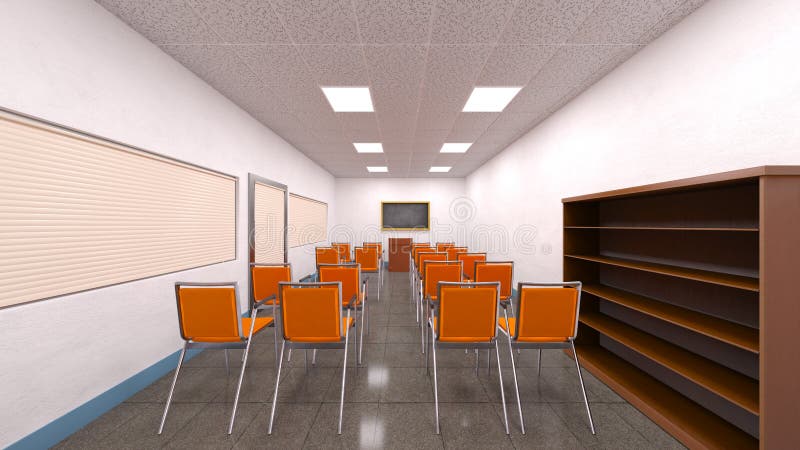 3D Rendering of the Classroom Stock Illustration - Illustration of ...