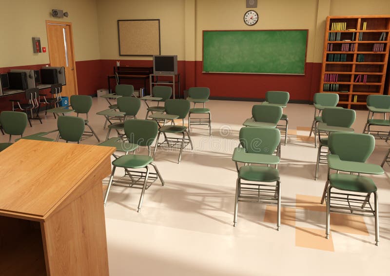 3D Rendering of the Classroom Stock Illustration - Illustration of ...