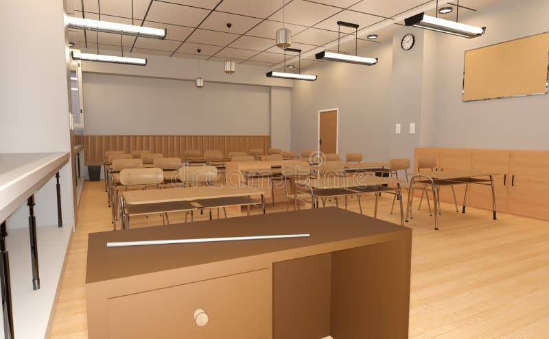 3D Rendering Classroom Interior Stock Illustration - Illustration of ...