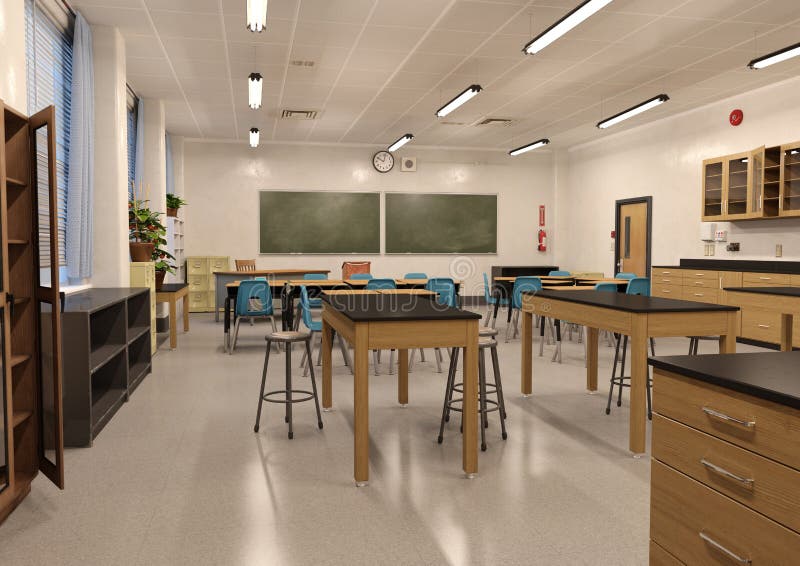 3d Rendering of Classroom and White Tile Floor for Background Stock ...