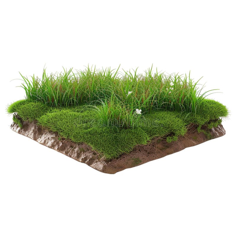 3D Rendering of a Clay Ground with Grass on it on Transparent ...