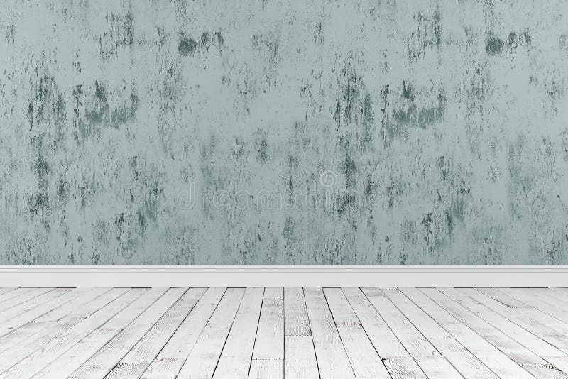 3d Rendering of Clean Room with Wooden Floors and Rough Painted Stock ...