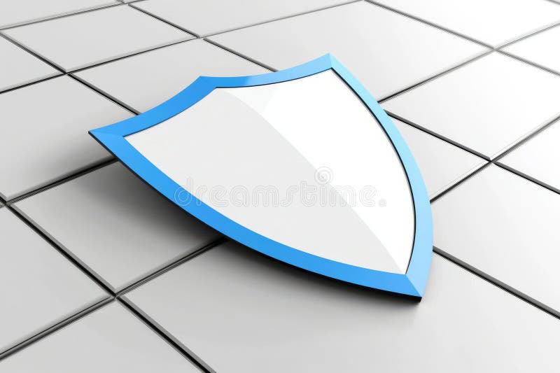 3D Rendering of a Clean White Shield on a Light Background. Concept of ...