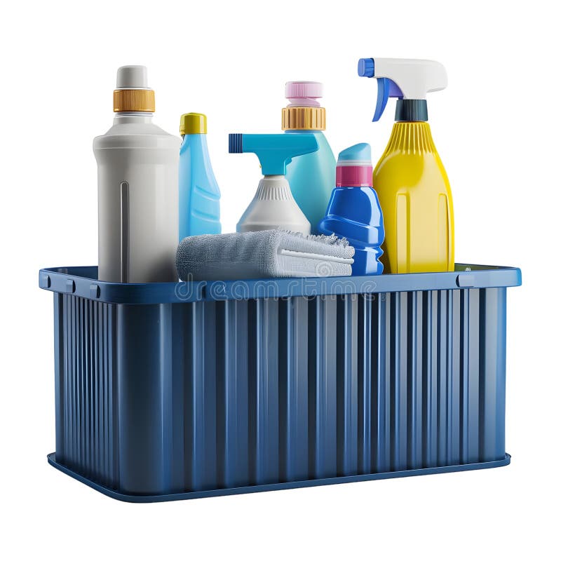 3D Rendering of a Cleaning Boxes in a Tray on Transparent Background ...