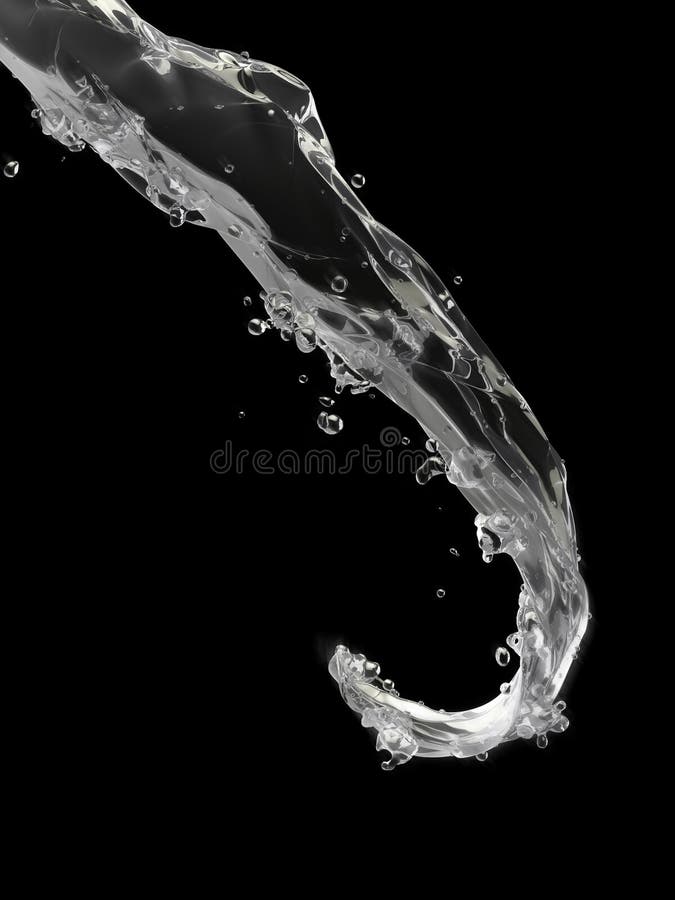 3D Rendering of a Clear Blue Splash Water with Droplets on Gradient ...