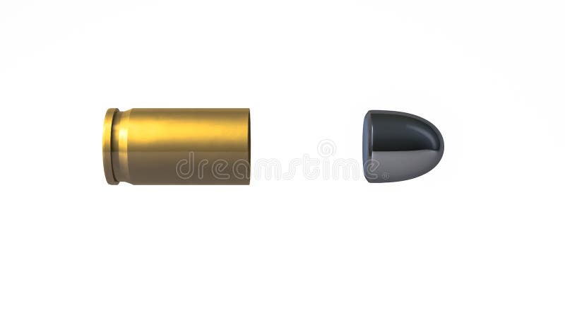 Close Up of Bullet and Shell Mock Up Flying Stock Illustration ...