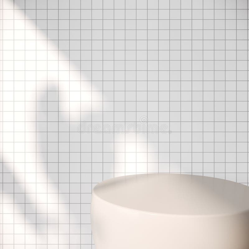 3D Rendering Close Up Empty Space of Round Table with Leaf Shadow on ...