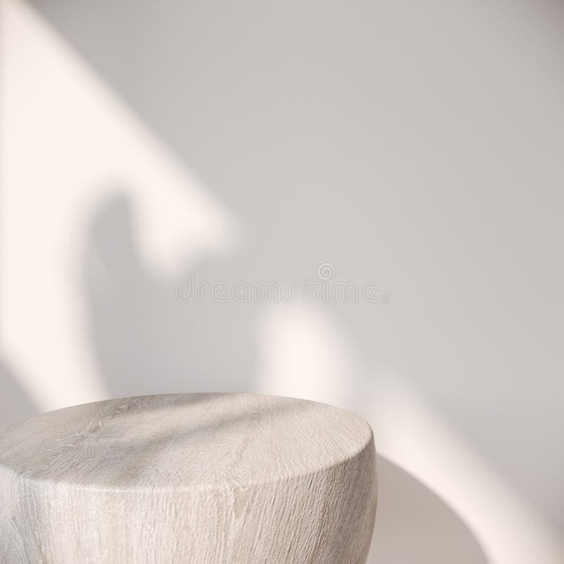 3D Rendering Close Up Empty Space of Wood Round Table with Leaf Shadow ...