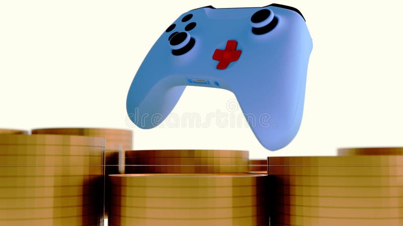 Pile of Gold Coins and Game Controller Stock Illustration ...