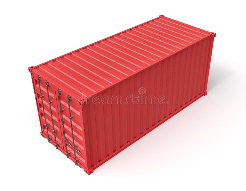 3d Rendering of Closed Red Shipping Container Isolated on White ...